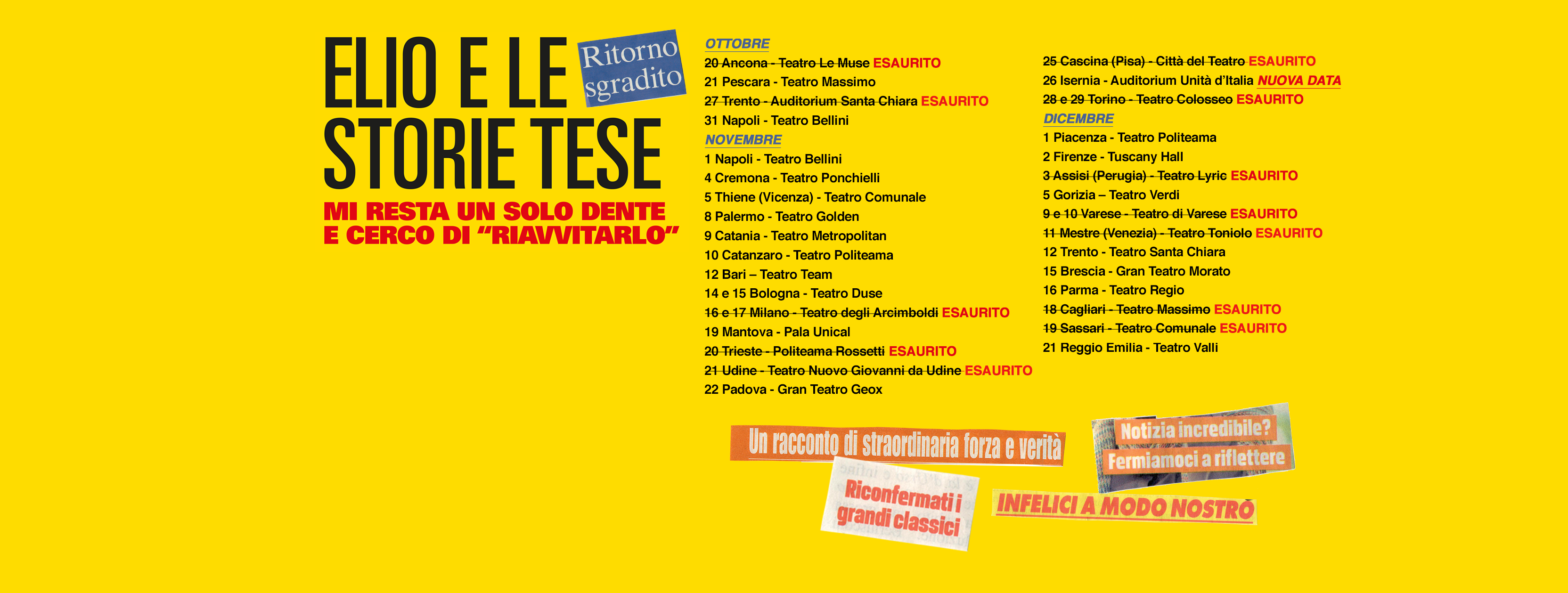 "Mi resta un solo dente e cerco di riavvitarlo", Elio e le storie tese ...